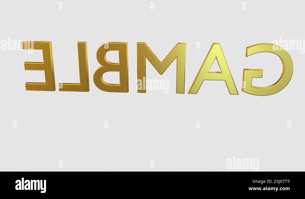 Animated rotating around three dimensional golden text or word Gamble ...