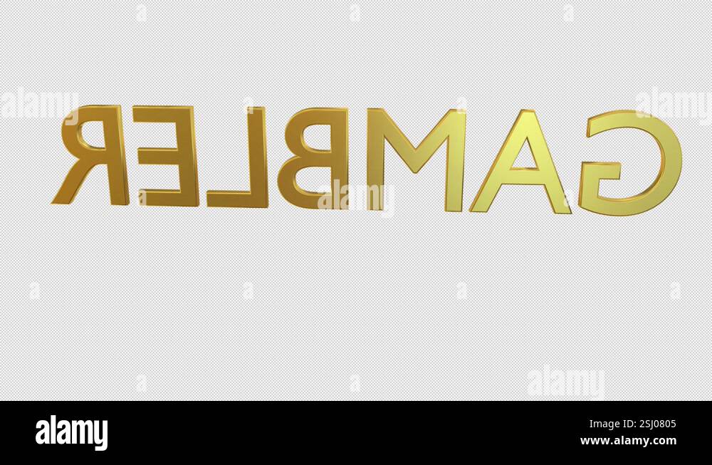 Animated rotating around three dimensional golden text or word Gambler ...