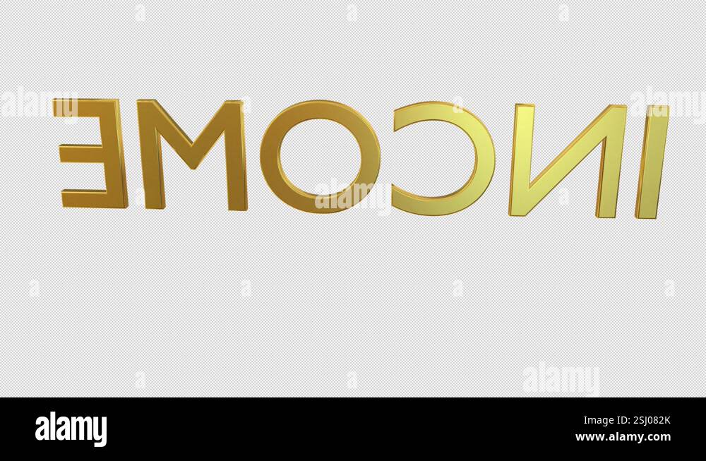 Animated rotating around three dimensional golden text or word Income ...