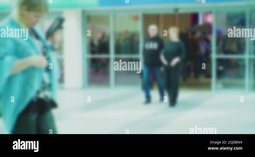 unrecognizable people moving fast inside a large building Stock Video ...