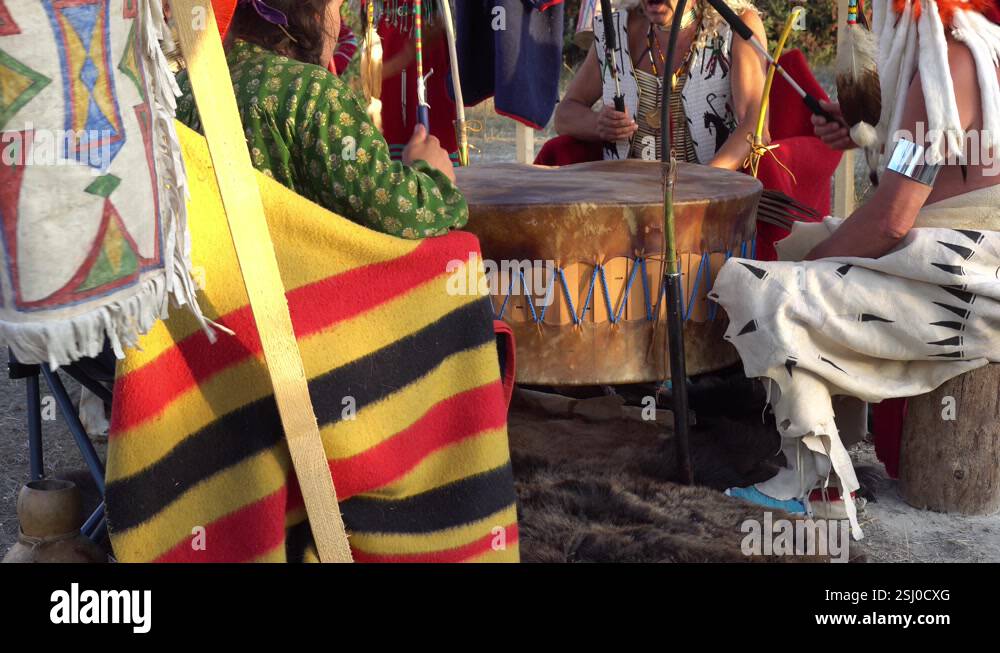 Native American Drum and Dance Performance. Traditional ritual song of ...