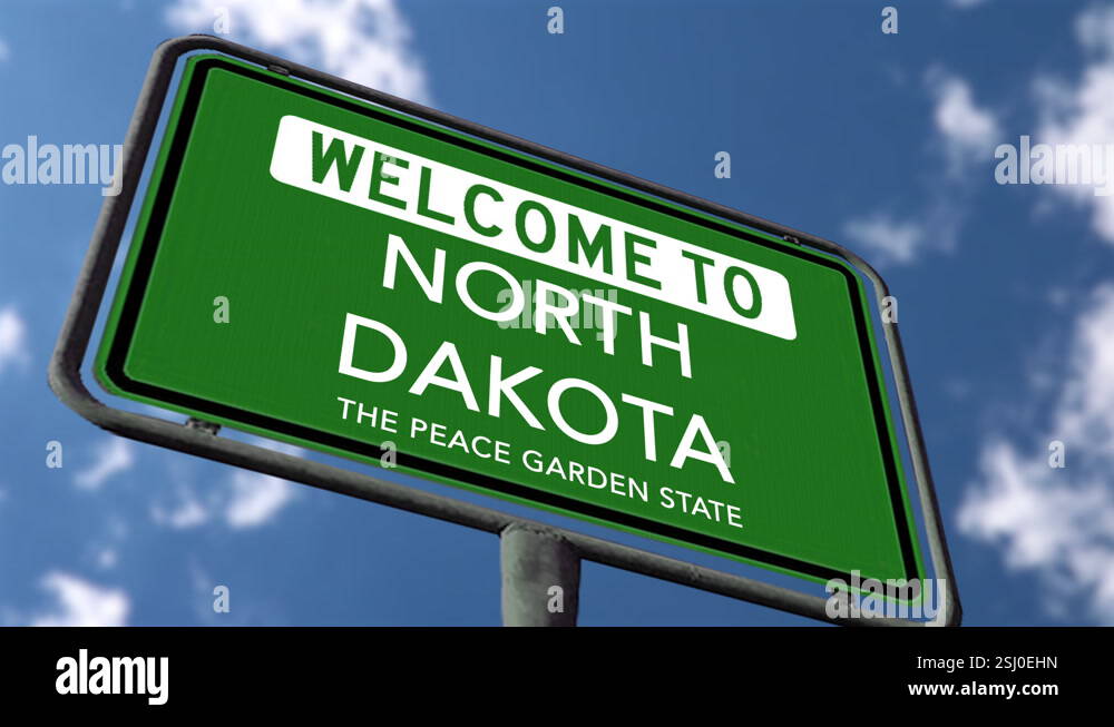Welcome to North Dakota, The Peace Garden State. US Road Sign Close Up ...