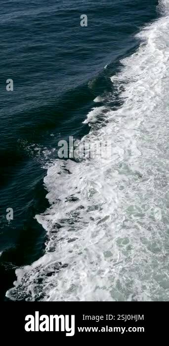 Wake of vessel. Wide wake trail from boat. Back view. Ocean water. Deep ...