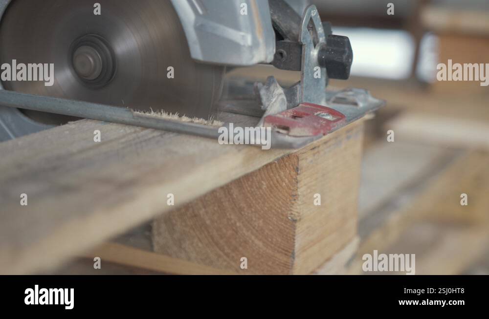 Cutting pallet wood with circular saw Stock Video Footage - Alamy