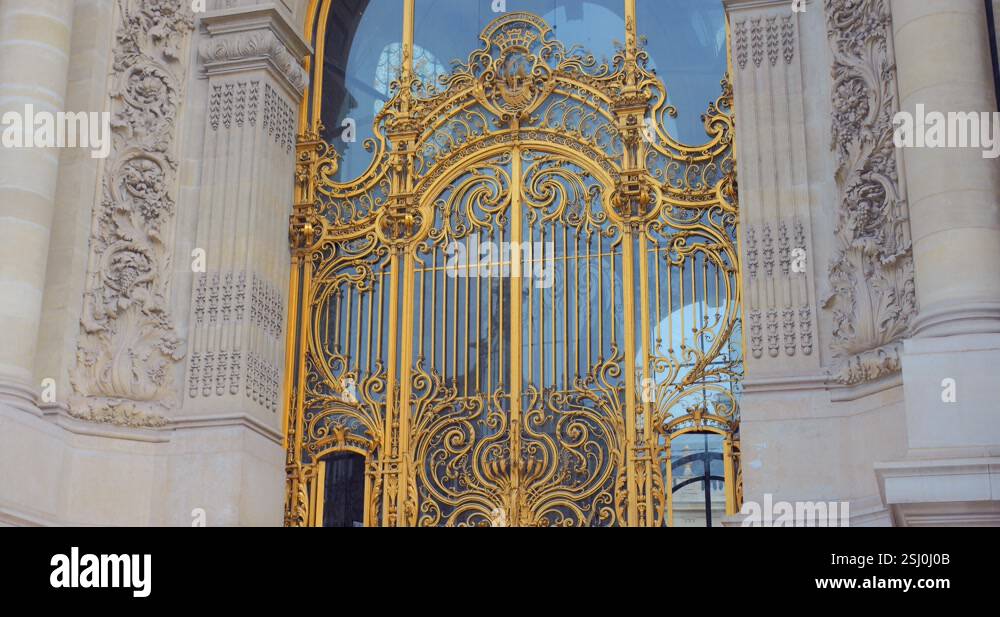 Arch Golden Gate Entrance Of Petit Palais Art Museum In Paris, France ...