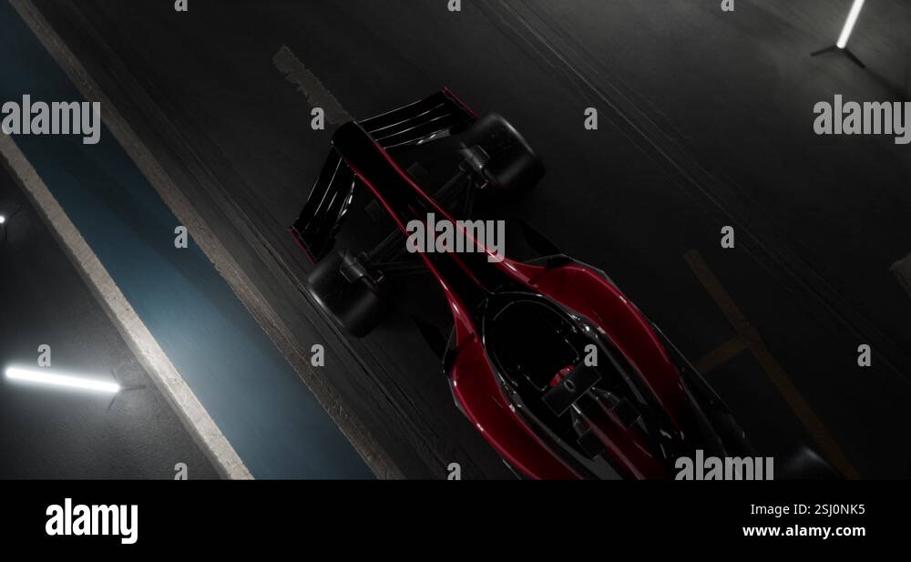 Overhead high angle shot of a modern sports racing car standing on a ...