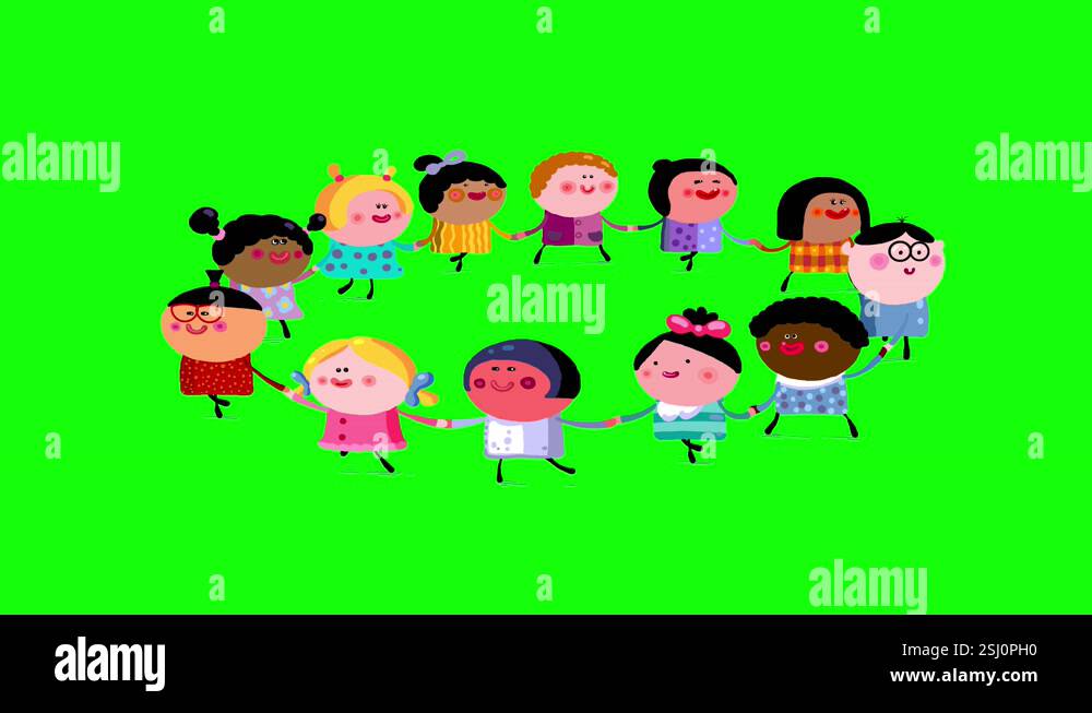 Children of different nations and skin colour dancing together Stock ...