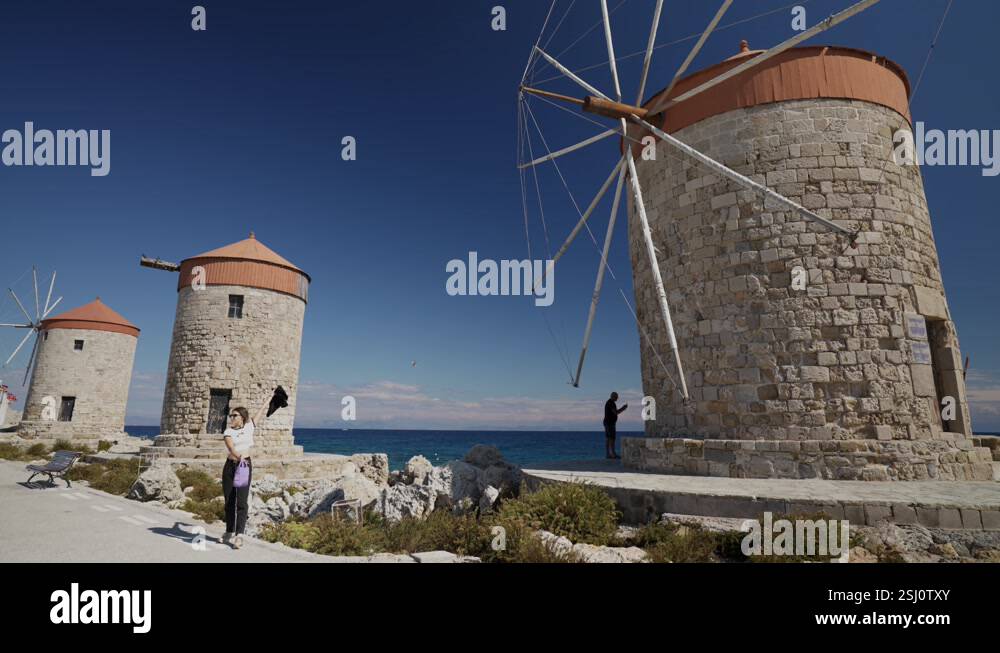 Rhodes Windmills, Rhodes Old Town, Rhodes, Dodecanese Islands, Greek ...