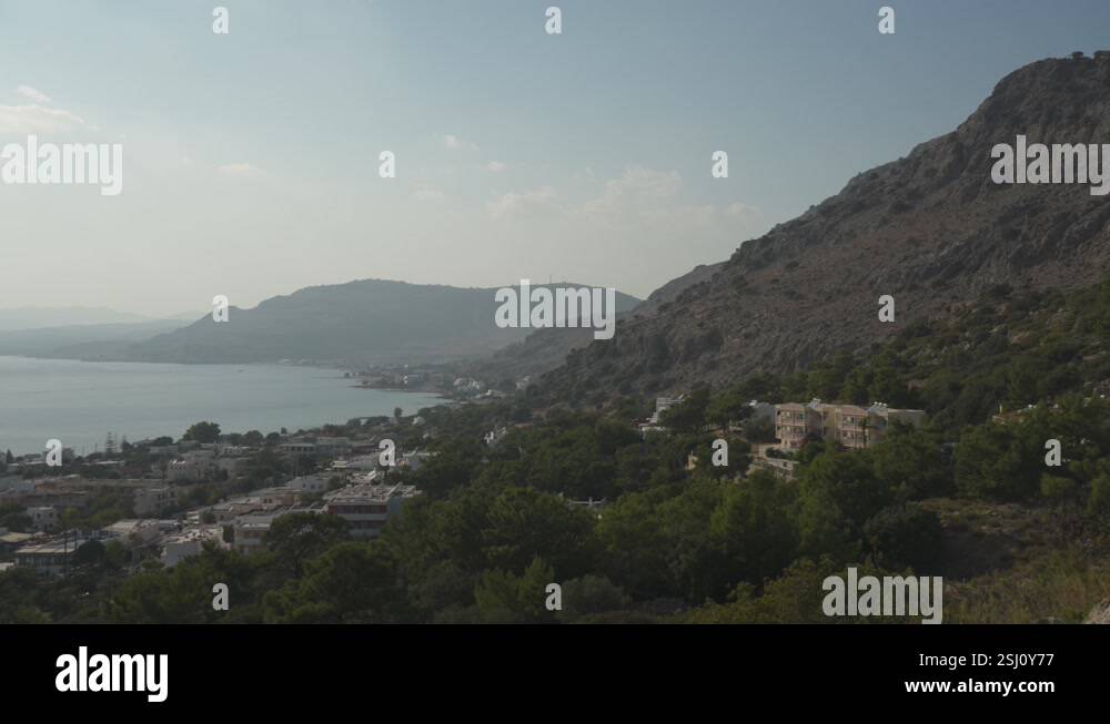 Pefki and coastline from elevated position, Pefki, Rhodes, Dodecanese ...