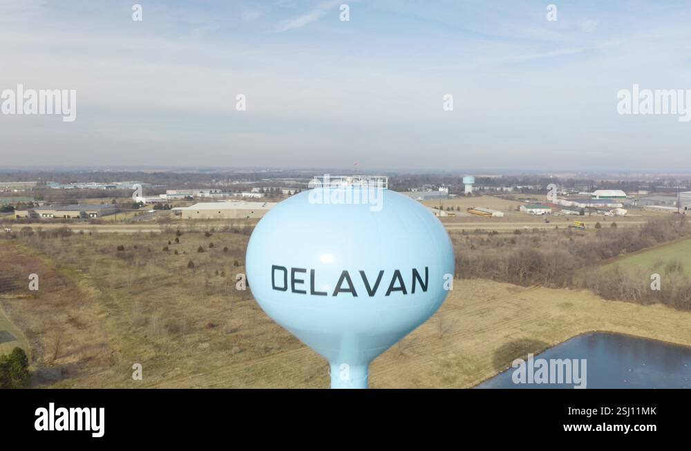 Drone Reveals Water Tower in Quiet Wisconsin Town Stock Video Footage ...
