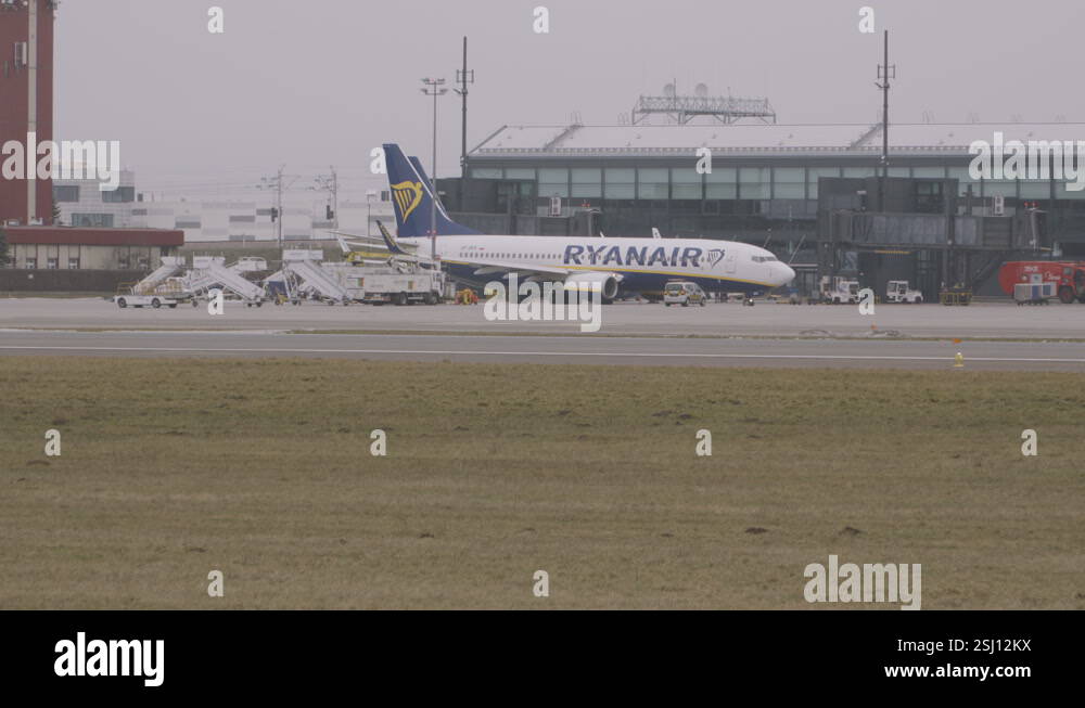 Ryanair Boeing Leaving Terminal Gate In Gdansk Lech Walesa Airport In ...