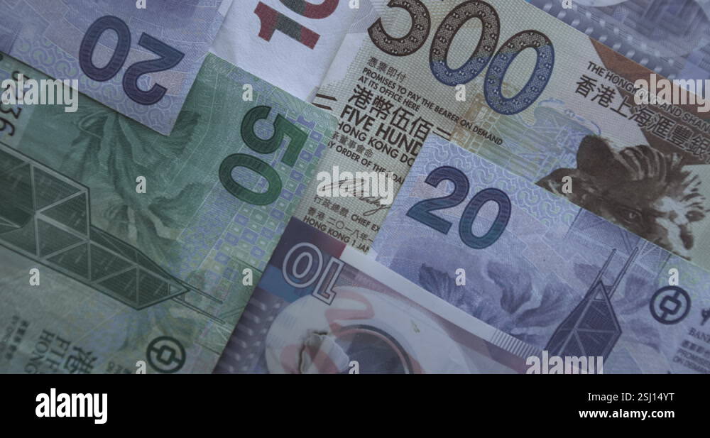 Banknotes Of Different Values Of Hong Kong Dollars Stock Video Footage ...