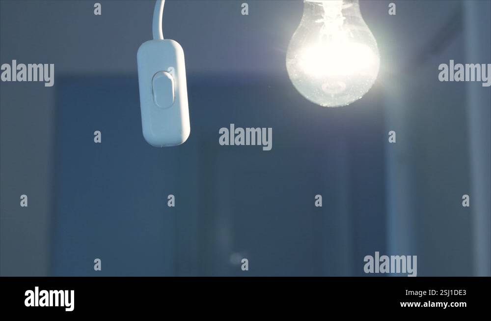 One Person Turning On the Light in a Room. Opening the Light from the ...