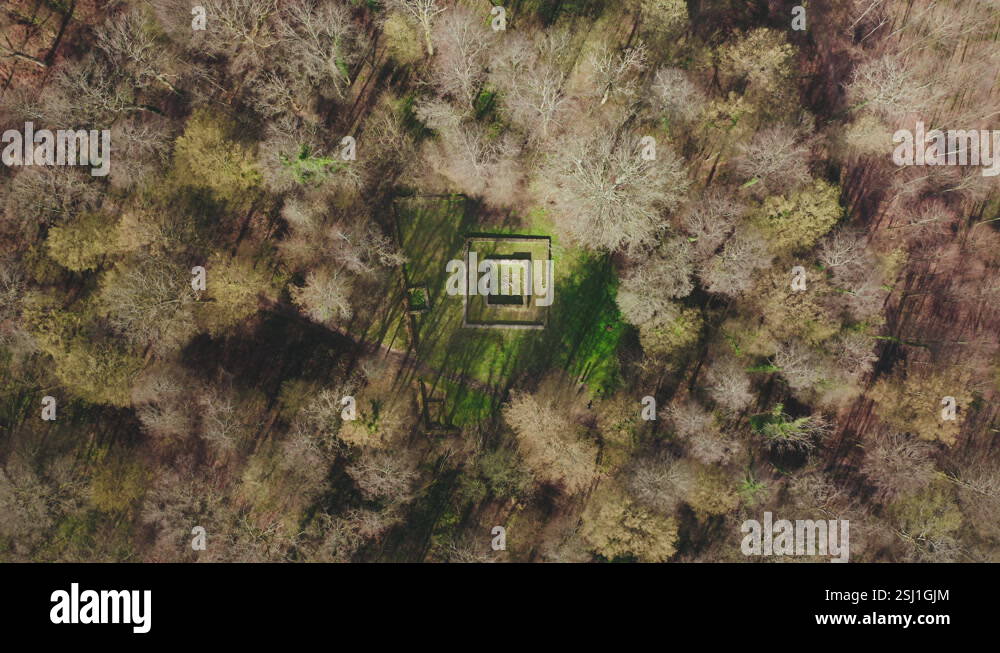 Top down view of an old roman and Celtic temple lost in the woods Stock ...