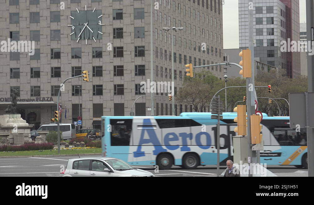 Congested Traffic In The Famous Espana Square Intersection Stock Video ...