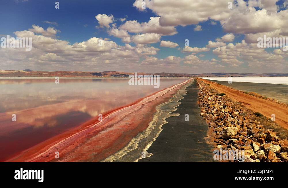 Turkey salt lake bursting with colors Stock Video Footage - Alamy