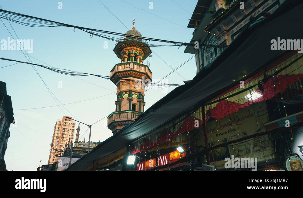 Minara Masjid Mosque at Mohammed Ali Road, Mumbai, India Stock Video ...