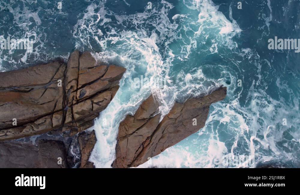 Rocks And Cliff Crashed By Dangerous Waves In Arteixo, La Coruña, Spain ...