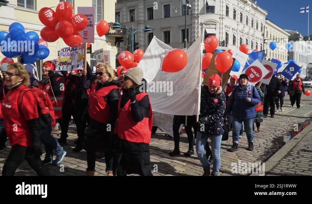Footage of a working class health workers protest in the city of ...
