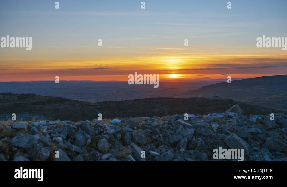 Timelapse of rural nature landscape with hills in distance during ...