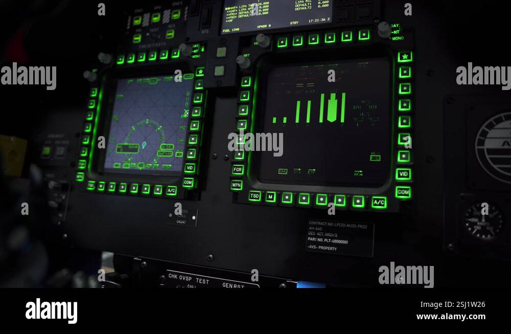 Touchscreen Control Panel In The Cockpit Of An Apache Helicopter ...