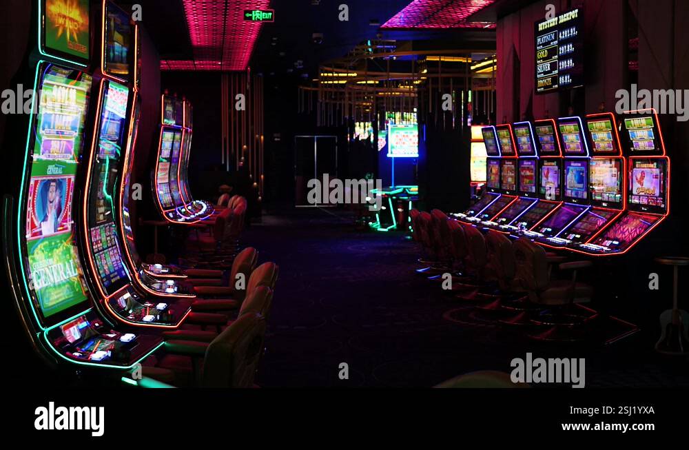 Casino hall without people. Slot machines in Casino Stock Video Footage ...