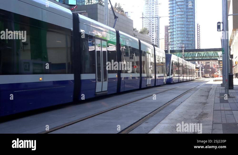Edmonton Public Transit light rail train ride in downtown Edmonton ...