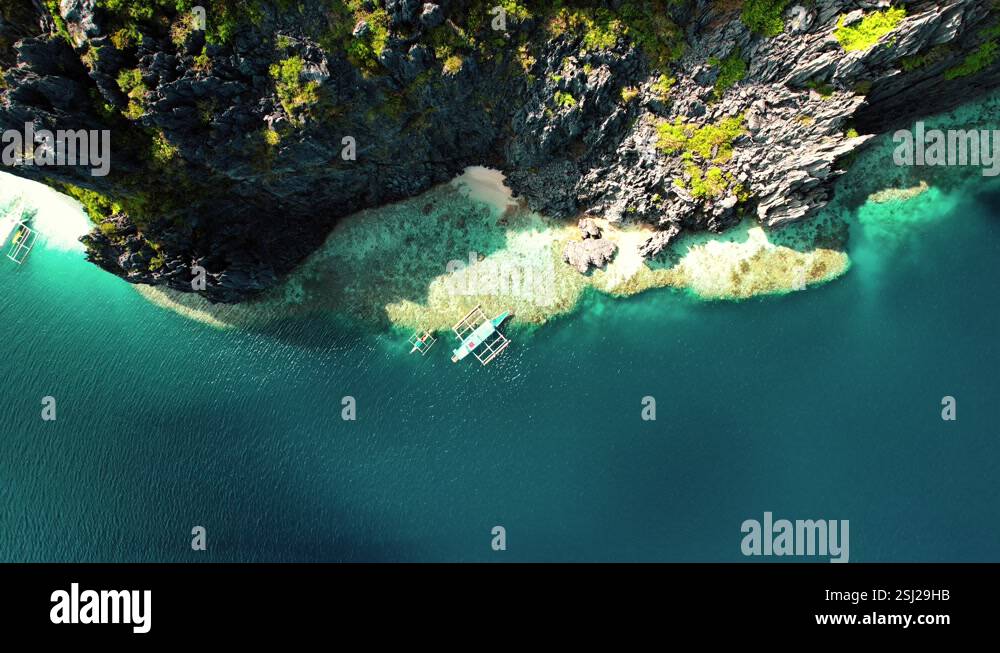 4k Drone Ascends from Catamaran in Tapiutan Island Palawan Philippines ...