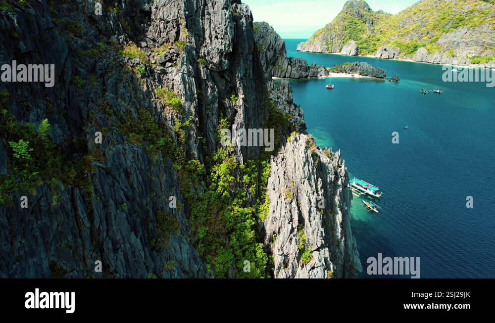 4k Drone of Karst Formations in Tapiutan Island Palawan Philippines ...