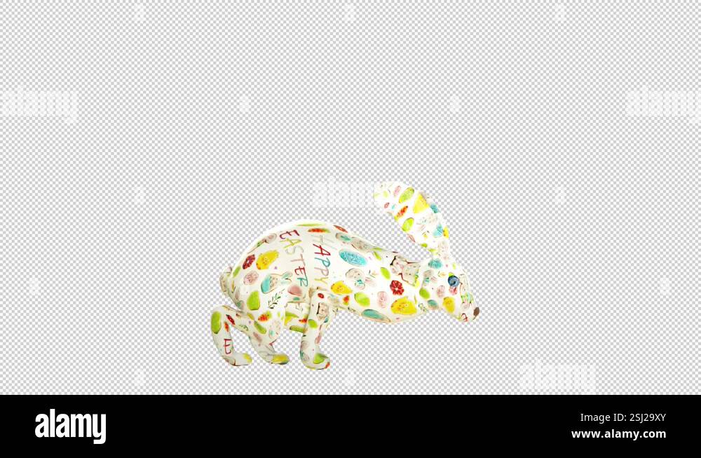 Blue eyes stylized rabbit running on Easter concept, loop, Alpha ...