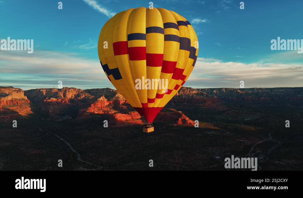 Closeup Of Hot Air Balloon In Flight With Mesmerizing Sunrise Scenery ...