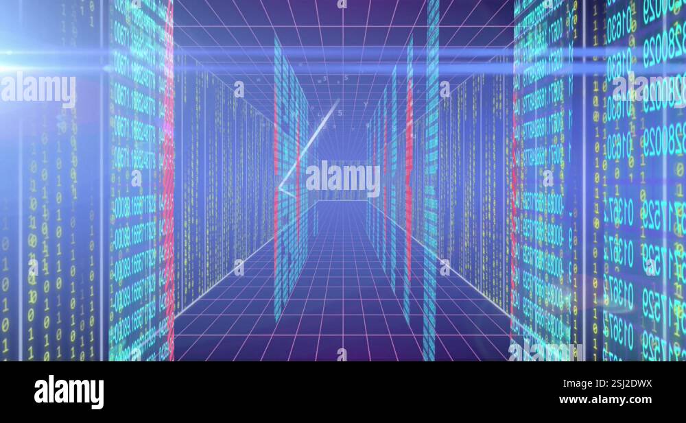 Animation of data processing and connections over computer servers ...