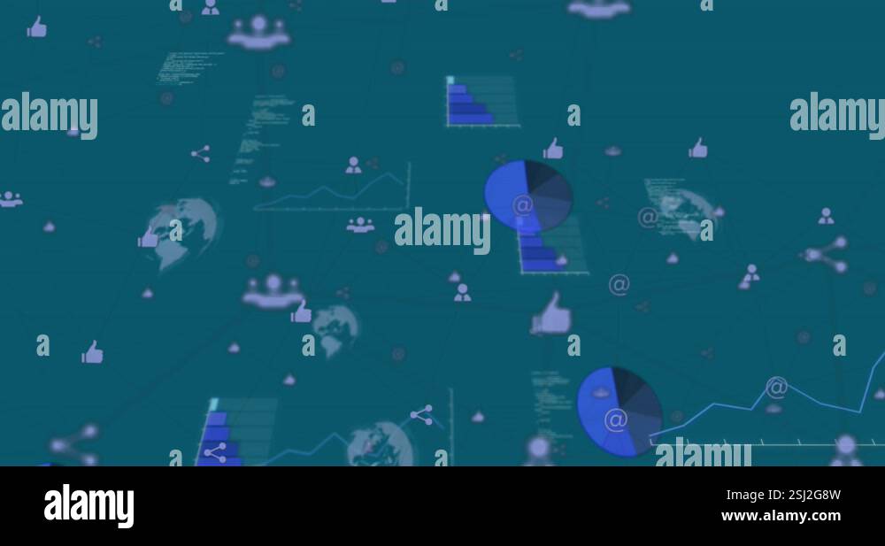 Animation of network of digital icons over data processing Stock Video ...