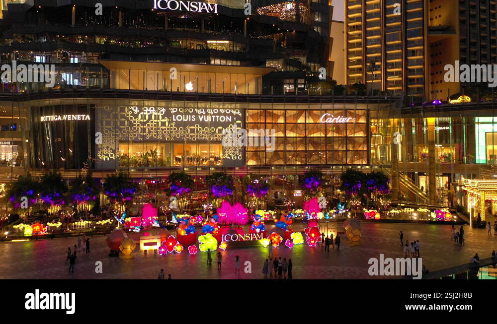 bangkok city famous mall front square aerial panorama 4k thailand Stock ...