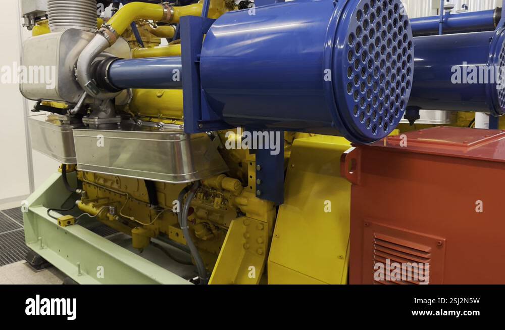 Large emergency generator powered by diesel. Emergency power unit in an ...