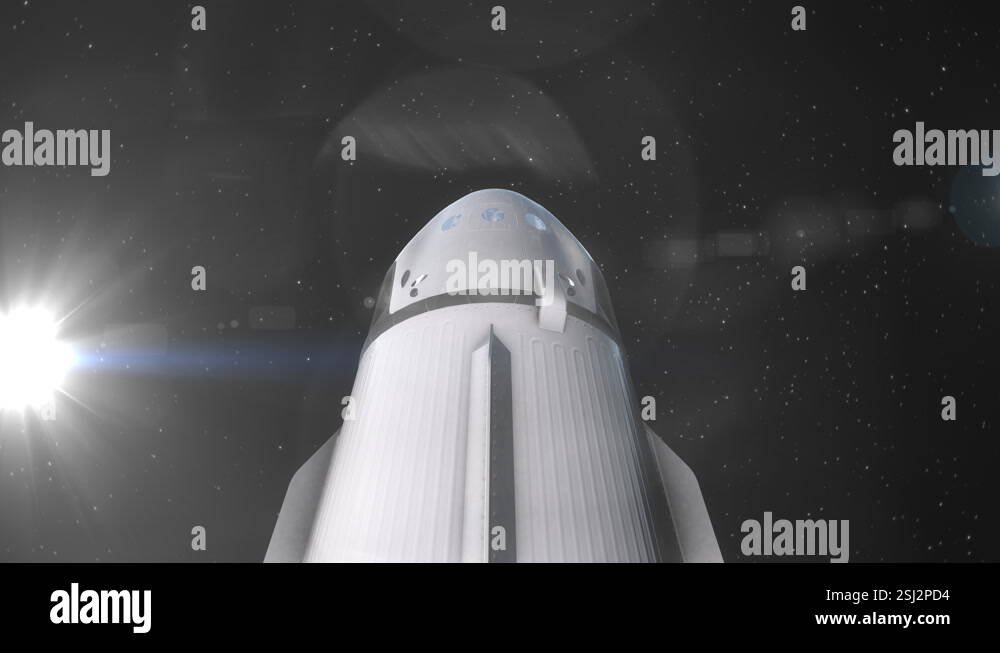 Commercial Spacecraft Capsule Static Action Camera Style as it Rotates ...