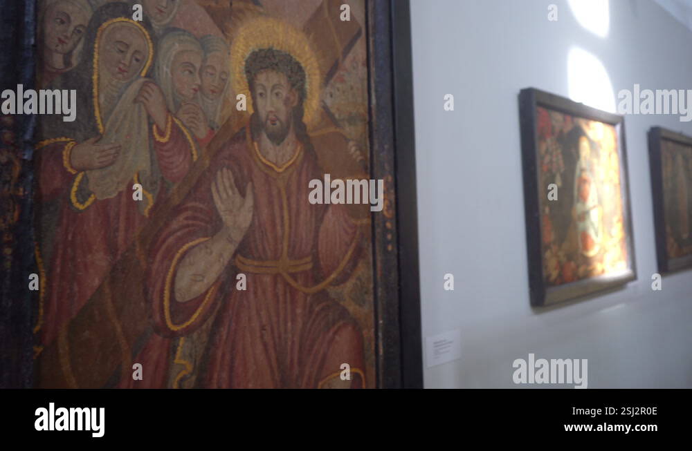 Image of Jesus Christ crucified and carrying a cross kept at a Christian Stock Video Footage - Alamy