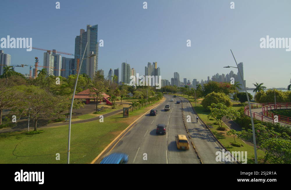 Timelapse of cars passing fast on Panama City with skyline in the Stock ...