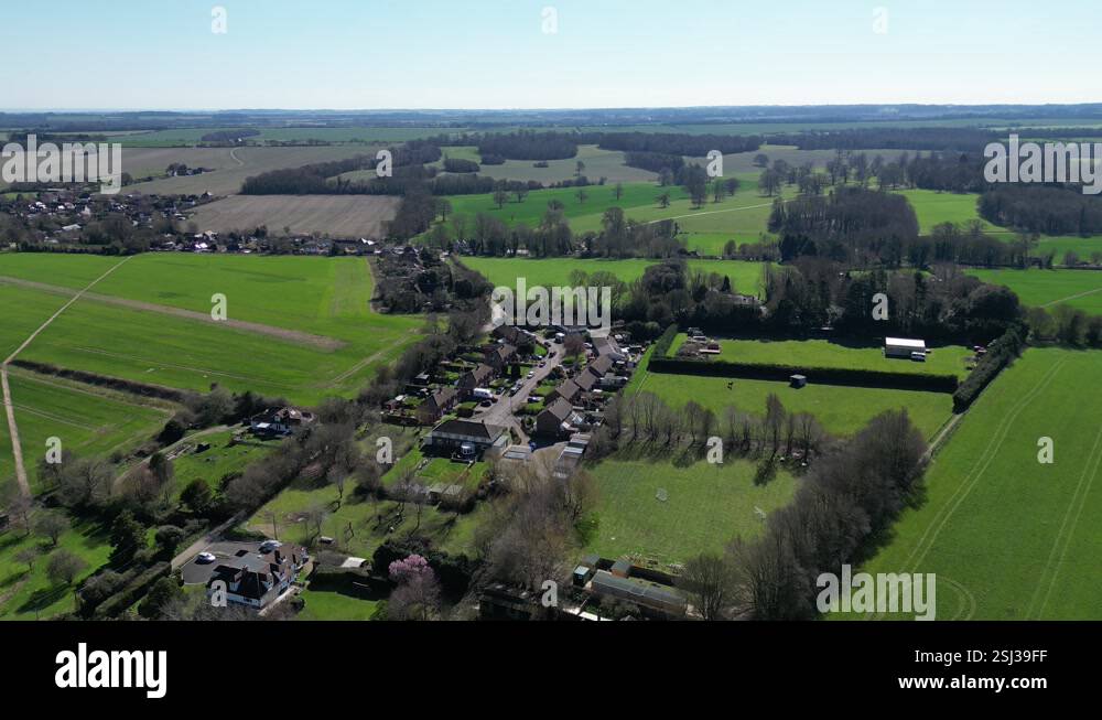 A drone captures the Kent village of Nonington from a high altitude ...
