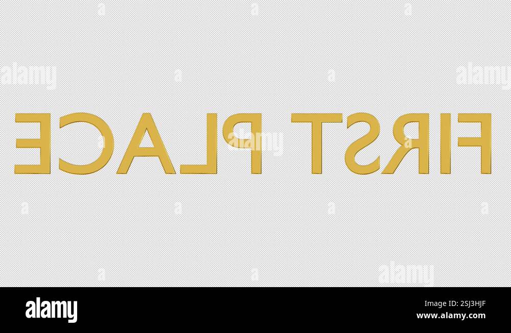 Animated rotating three dimensional golden word First place V2 Stock ...