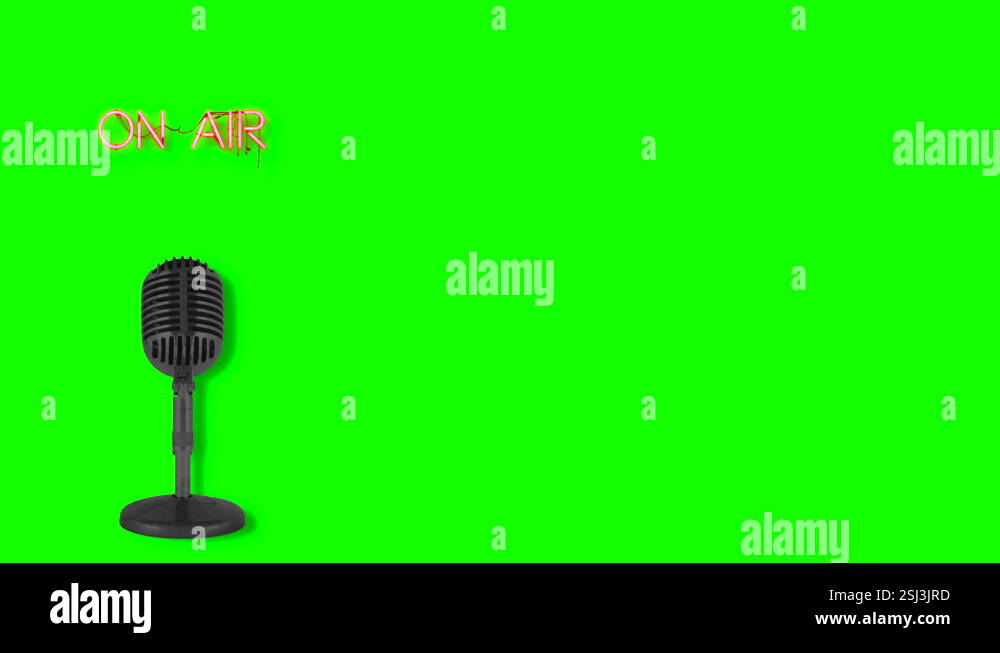 Microphone on air green screen Stock Video Footage - Alamy