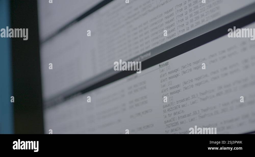 Computer screen shows black text on white screen, slow pan right ...