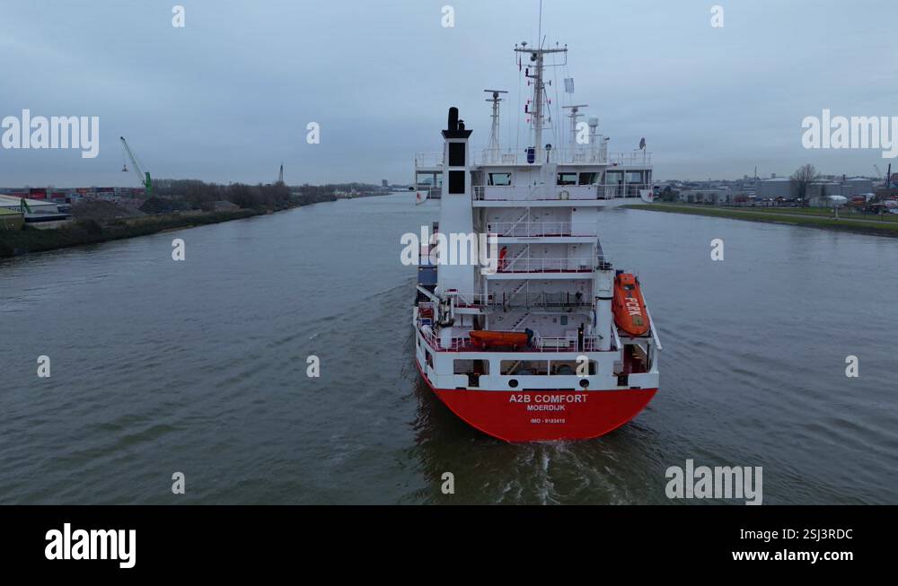 Cruising Container Ship Of A2B Comfort On Canal River Near Dordrecht ...