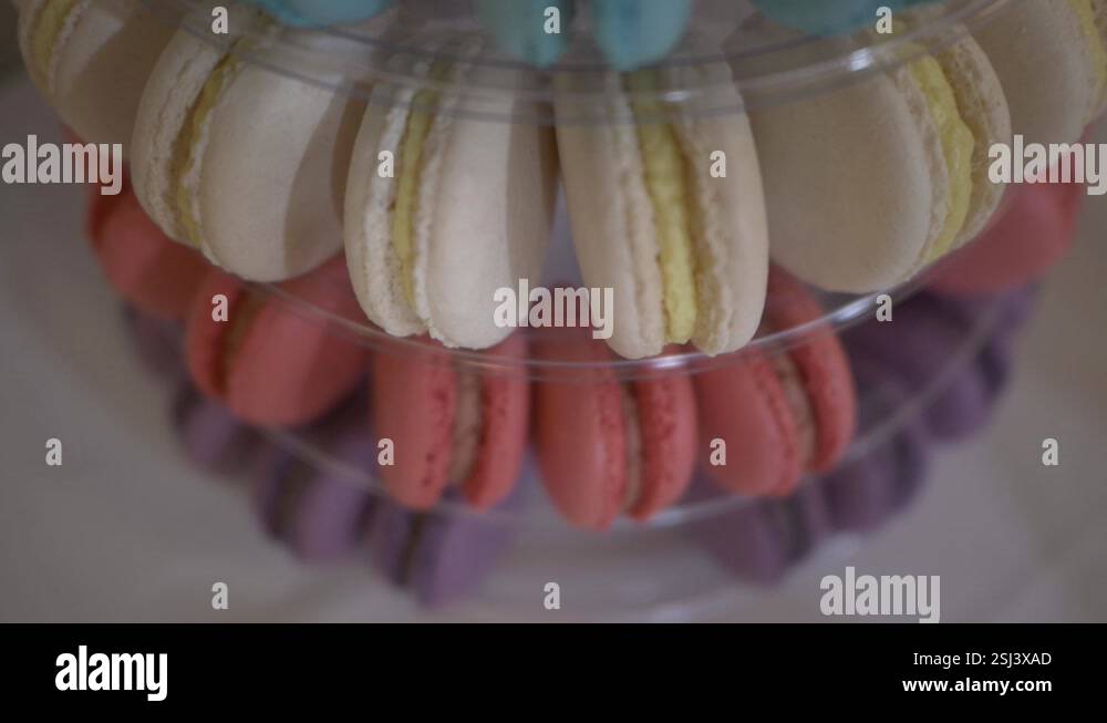 Macaron Tower - Assorted Sweet Macarons On Transparent Macaron Display ...
