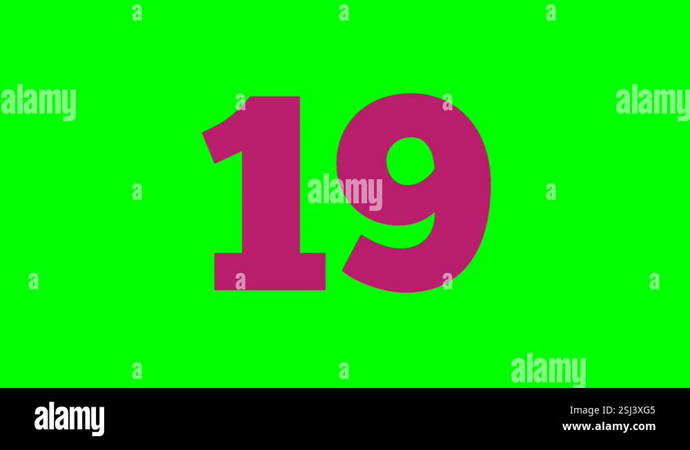 Number nineteen 19 cartoon animation green screen.4k cartoon video ...