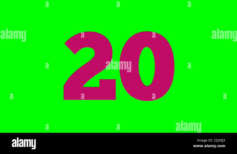 Number twenty 20 animation green screen.4k cartoon video number motion ...