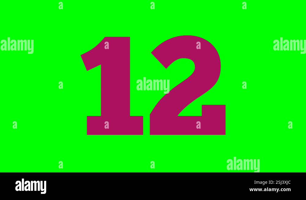 Number twelve 12 cartoon animation green screen.4k cartoon video number ...