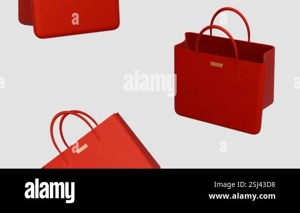 3D animation of scarlet red bags, with their sleek design and vibrant ...