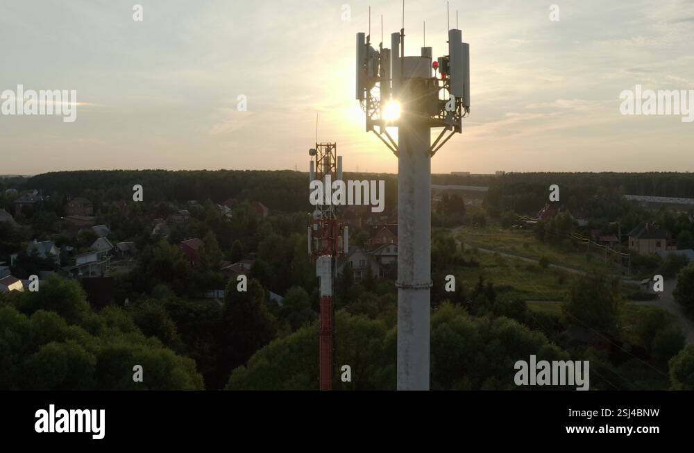 GSM, tower with cellular communication antennas 5g, 4g Stock Video ...