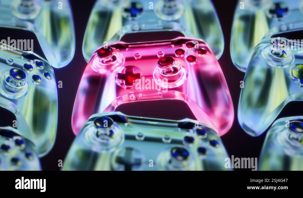 Cyber gaming 3d graphics, joystick game controller console. Transparent ...